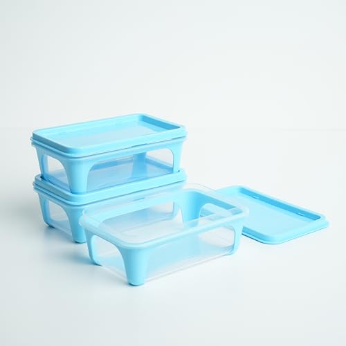 Unica Food Storage Containers with Airtight Lids, Microwave Safe Stackable Container for Snacks, Cereal, Freezer-safe, BPA-free, Dishwasher-safe, Set of 3, 14 oz, 3.72x3.72x2.04 in