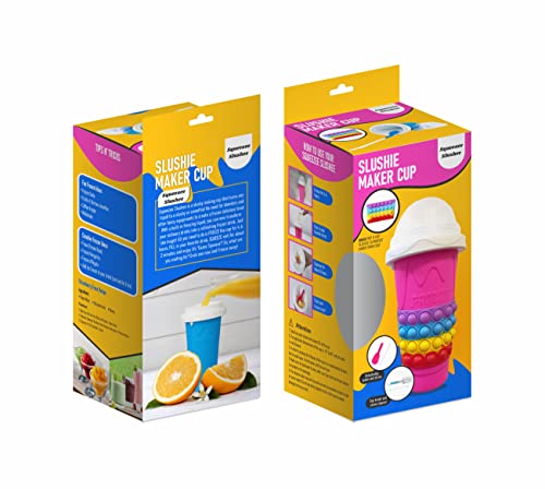 Pink Instant Slushie Cup,1 Pack Slushy Cup Maker Tiktok, Slush Squeeze Cup for Quick Diy with Straw Spoon, Cup Brush, Straw Brush, & Pop-It Cup Sleeve