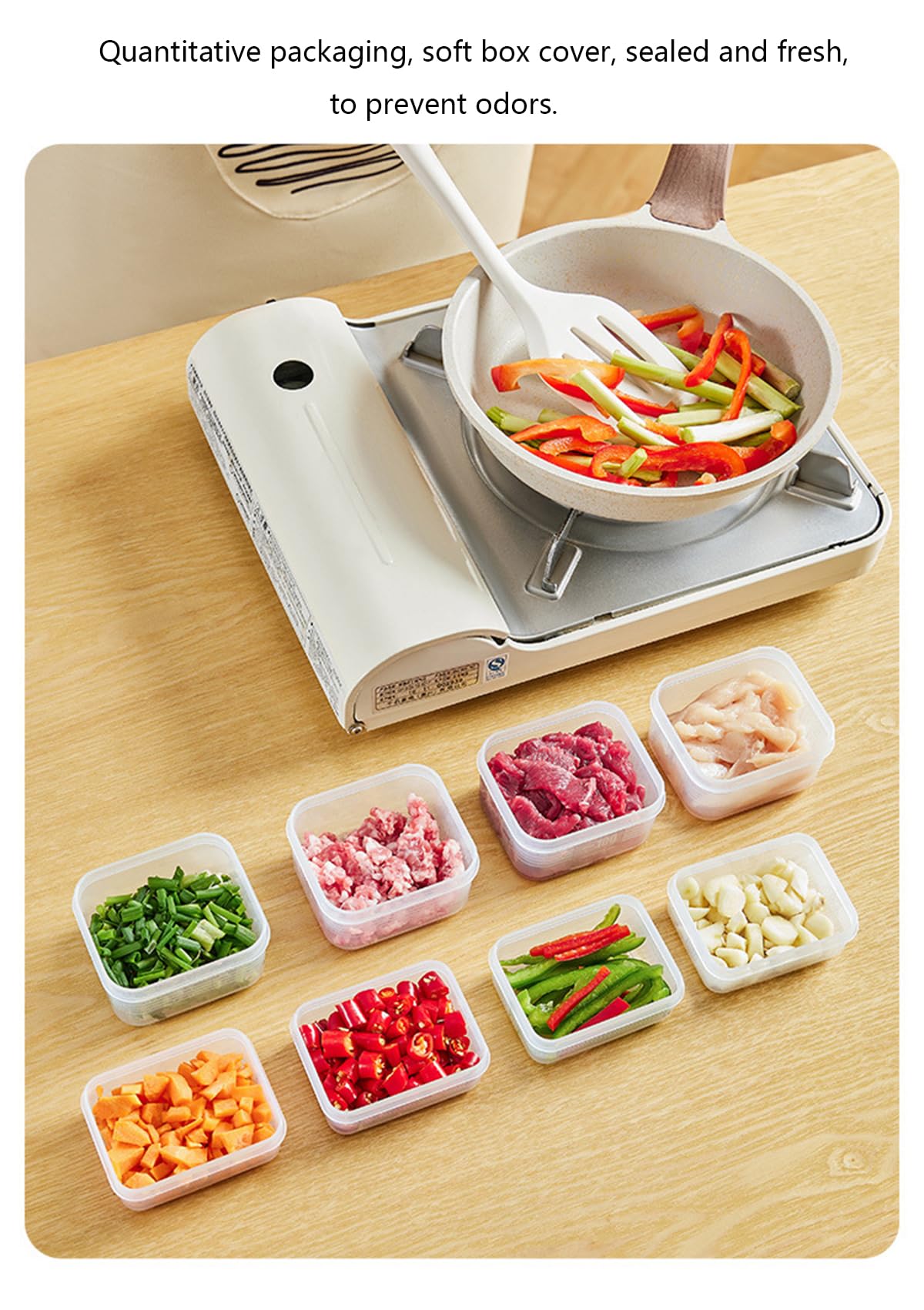RabyLeo Japanese-style refrigerator storage box one person eats frozen meat sub-compartment box frozen fresh-keeping food sauce sealed sub-package box. (Transparent & Small 4-Piece Set)