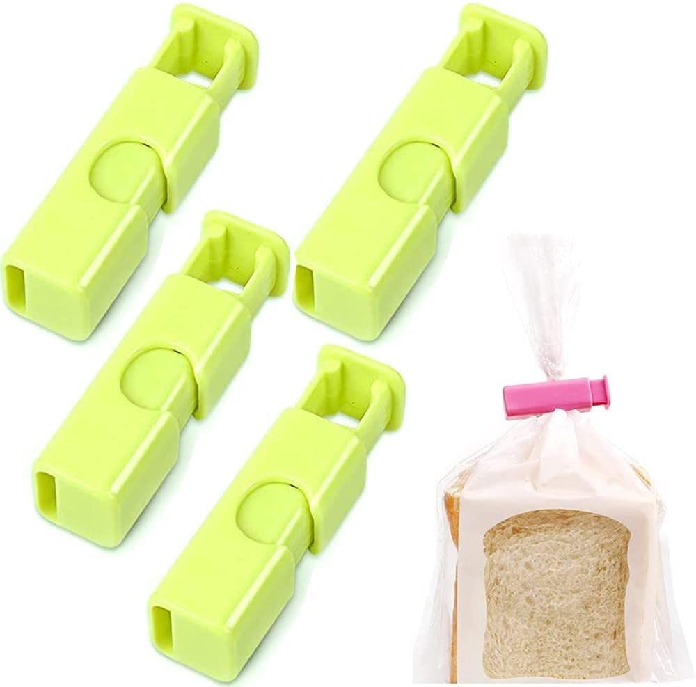 PULABO 1 Pack of 4 Pieces Food Sealing Clips, Bread Bag Clips Superior Locking Type Bag Clip, Pocket Sealing Clamp for Food, Bread Bag Popular