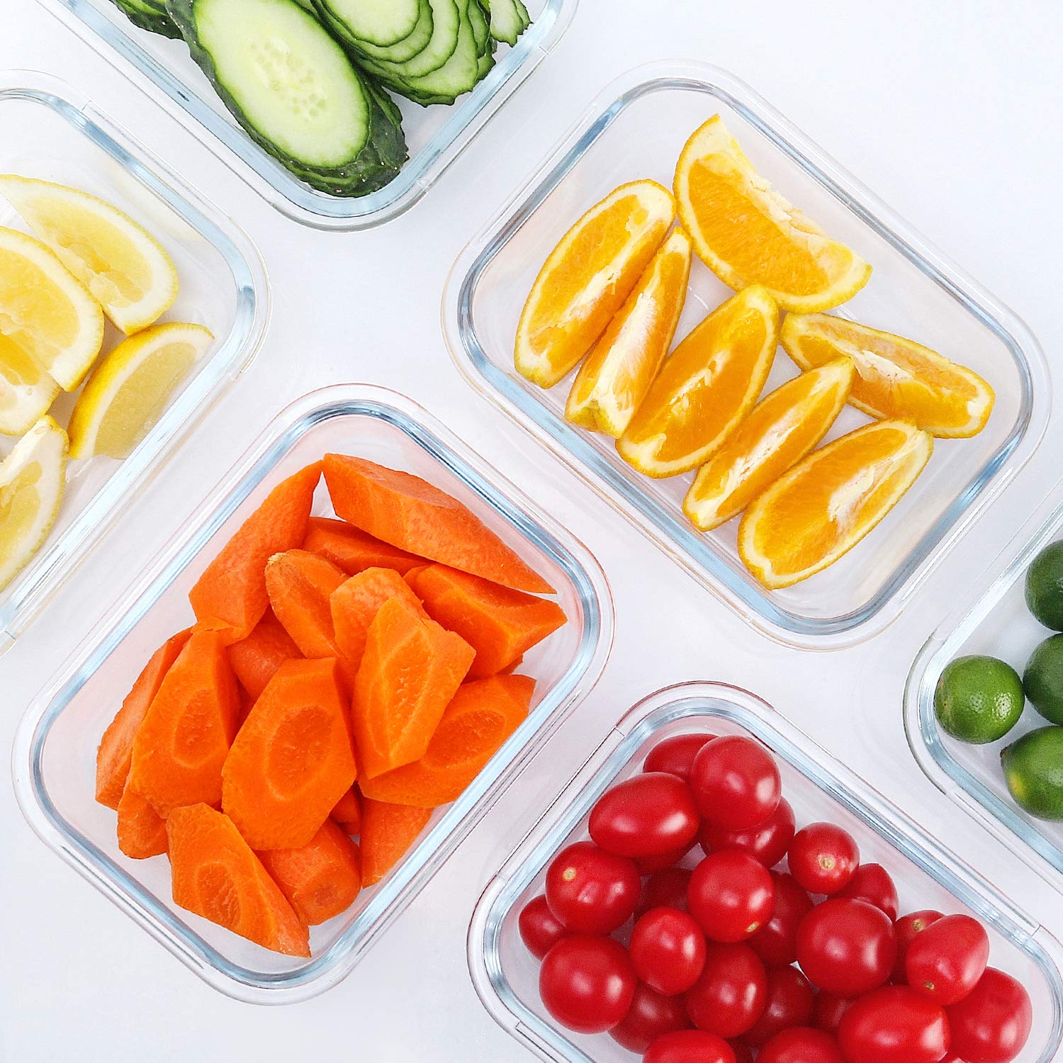 M MCIRCO [5-Pack, 36 oz Glass Meal Prep Containers 3 Compartment with Lids, [10-Pack,22 Oz] Glass Meal Prep Containers