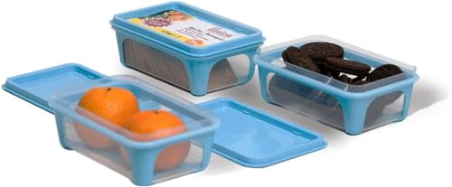 Unica Food Storage Containers with Airtight Lids, Microwave Safe Stackable Container for Snacks, Cereal, Freezer-safe, BPA-free, Dishwasher-safe, Set of 3, 14 oz, 3.72x3.72x2.04 in