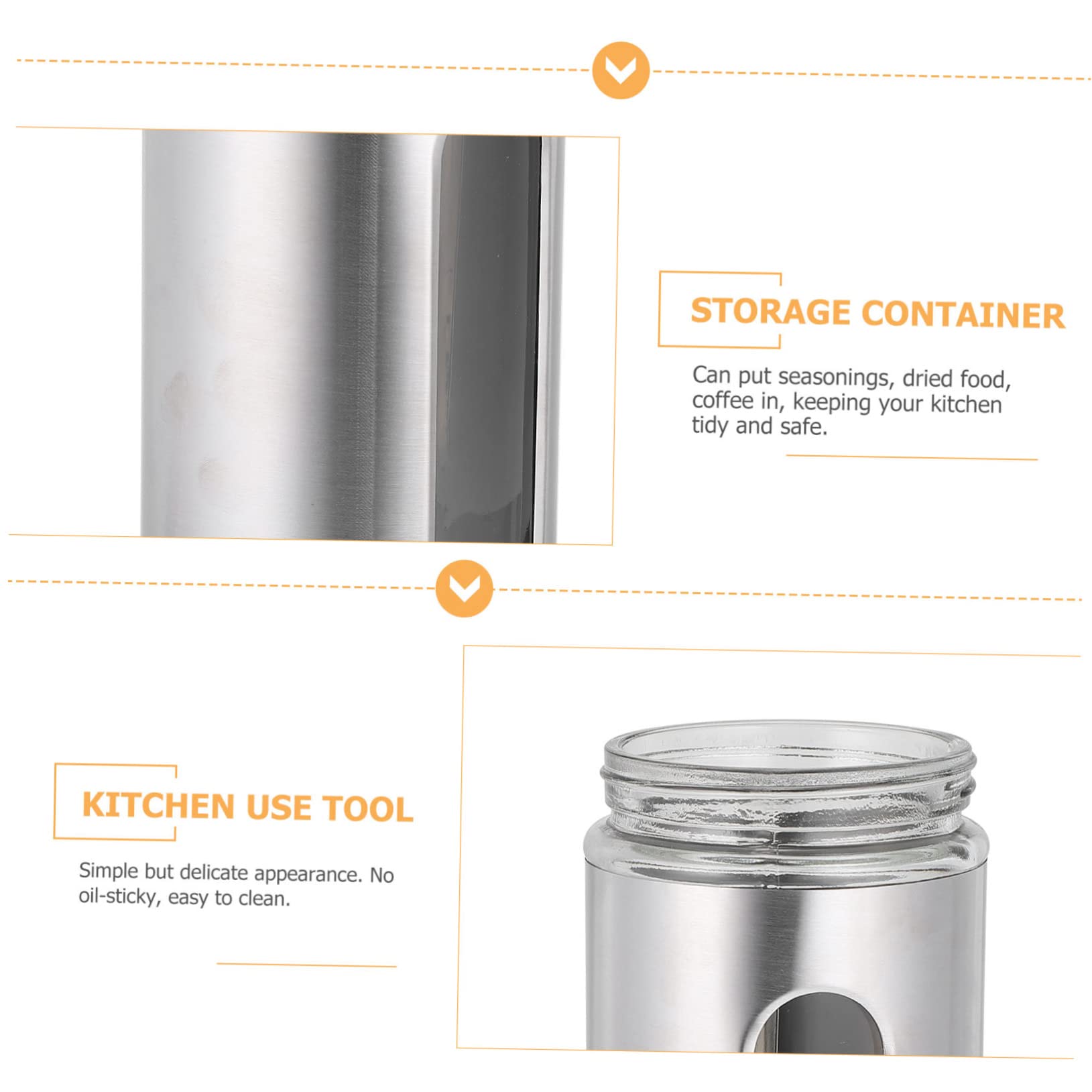 OKUMEYR 1Pc Glass Stainless Steel Airtight Storage Bottle for Kitchen Versatile Food Storage Container with Lid for Household Use for Storing Spices Snacks and More