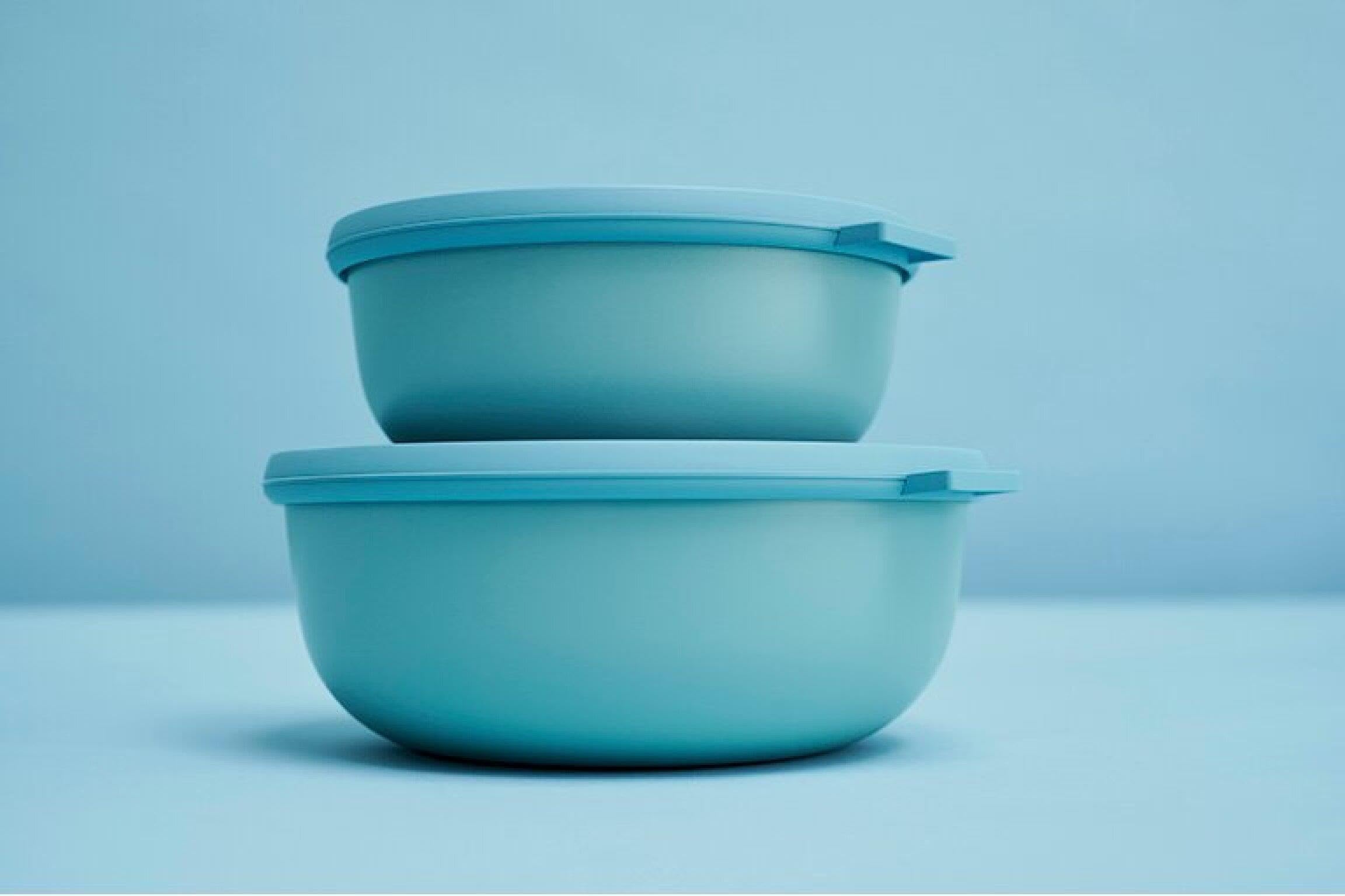 Mepal β Multi Bowl Cirqula 3-Piece Set β Food Storage Container with Lid - Suitable as Airtight Storage Box for Fridge & Freezer, Microwave Container & Servable Dish - 500, 1000, 2000ml - Nordic Sage