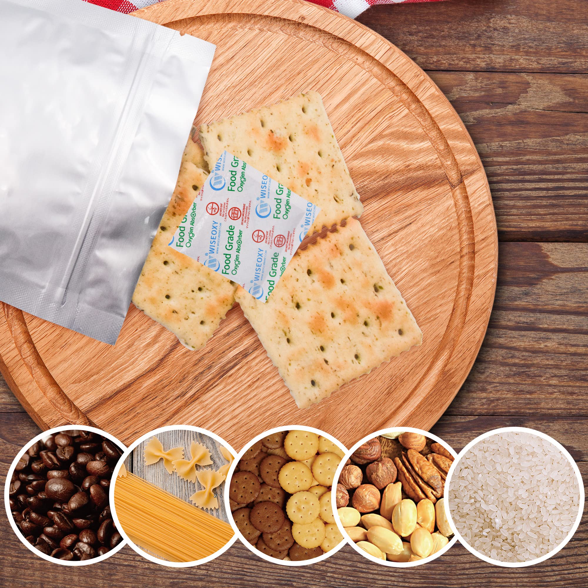 Wisesorb Oxygen Absorbers for Food Storage 300CC 100 Packets, Food Grade Oxygen Absorbers, O2 Absorbers Food Grade for Food Storage
