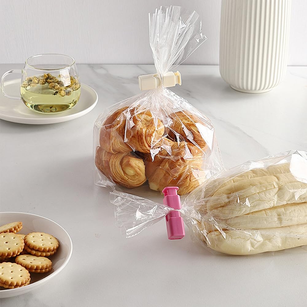 DGQ Bag Clips 24 Packs Bread Bags Clips Squeeze Clips Squeeze & Lock Clip Food Clip Closure Clips Plastic Bag Clip Great grips bag Clip for Food Fruit Nuts Beans Bread