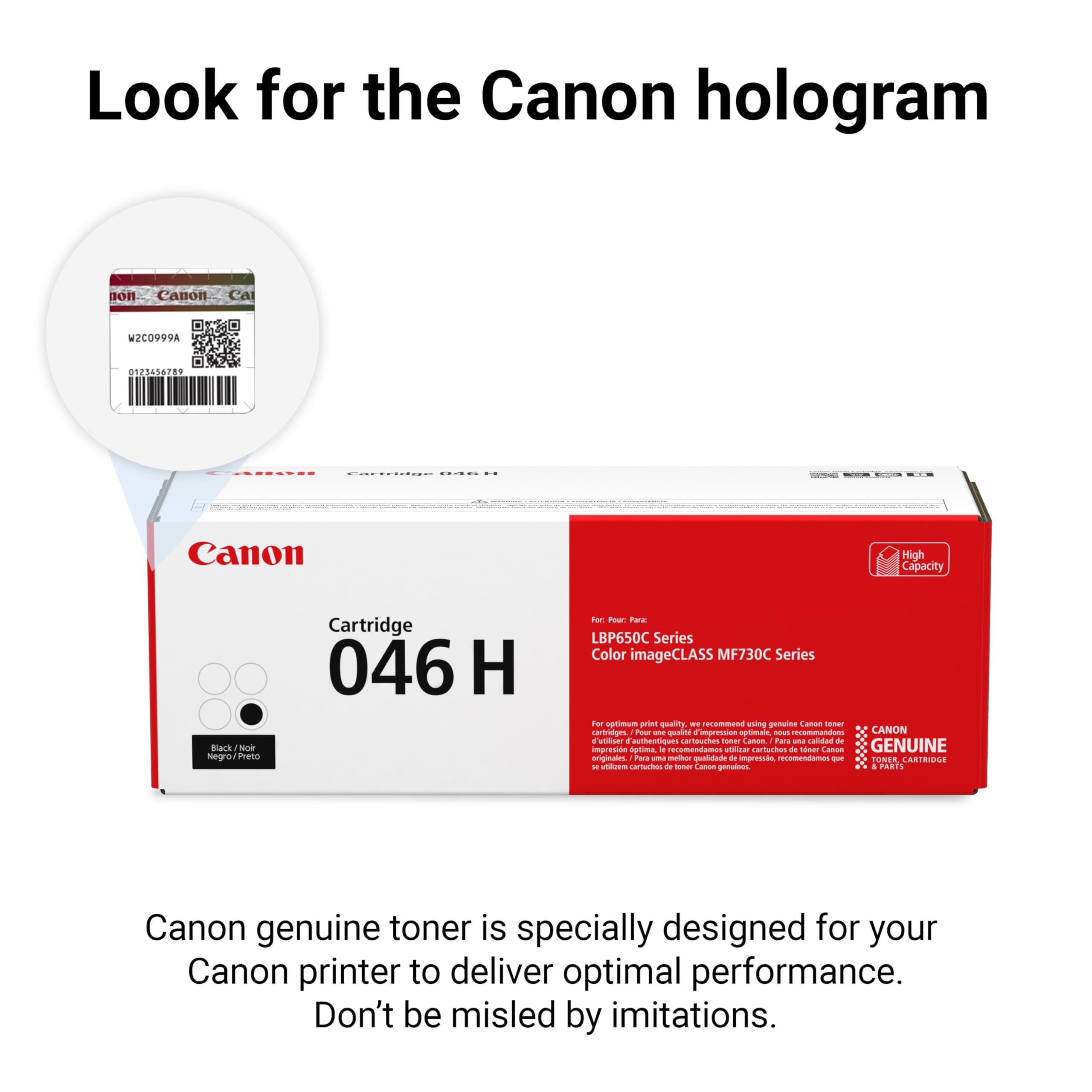 Canon Genuine Toner, Cartridge 046 Black, High Capacity (1254C001), 1 Pack, for Canon Color imageCLASS MF735Cdw, MF733Cdw, MF731Cdw, LBP654Cdw Laser Printer