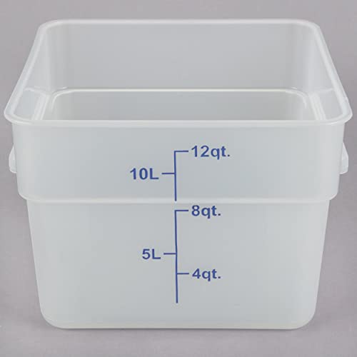 TrueCraftware- 12 Qt. Square Food Storage Container Translucent Polypropylene- Commercial Food Storage Containers Meal Prep Containers Reusable Food Containers for Pantry Kitchen Storage Organization