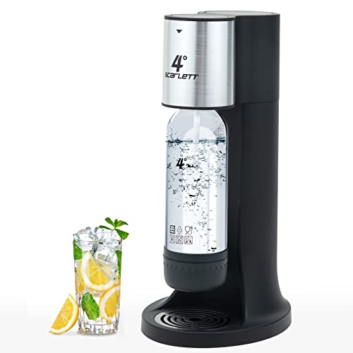 4° Sparkling Water Maker, Carbonated Water Machine and Soda Maker Machine for Home or Office, with 1.0L BPA-free Sparkling Water Bottle, Compatible with Any Screw-in 60L CO2 Carbonator(NOT Included)(Matte Black)