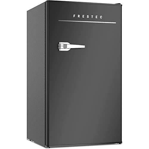 Frestec 3.1 Cu.Ft Mini Fridge for Bedroom, Retro Mini Refrigerator with freezer, Dorm Fridge with Freezer, Compact Small Fridge Perfect for Room and Office, Adjustable Temperature(with Handle, Black)