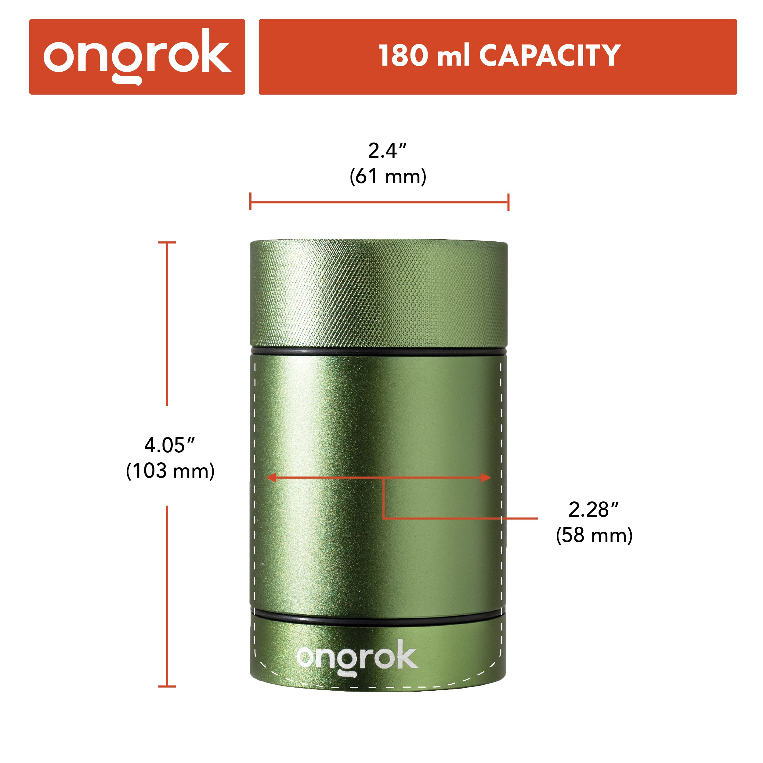 ONGROK Aluminum Storage Container, 180ml, Air Proof Jar to Preserve Smell and Aroma