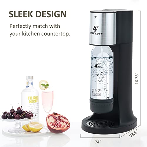 4° Sparkling Water Maker, Carbonated Water Machine and Soda Maker Machine for Home or Office, with 1.0L BPA-free Sparkling Water Bottle, Compatible with Any Screw-in 60L CO2 Carbonator(NOT Included)(Matte Black)