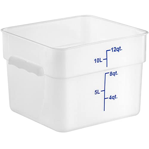 TrueCraftware- 12 Qt. Square Food Storage Container Translucent Polypropylene- Commercial Food Storage Containers Meal Prep Containers Reusable Food Containers for Pantry Kitchen Storage Organization