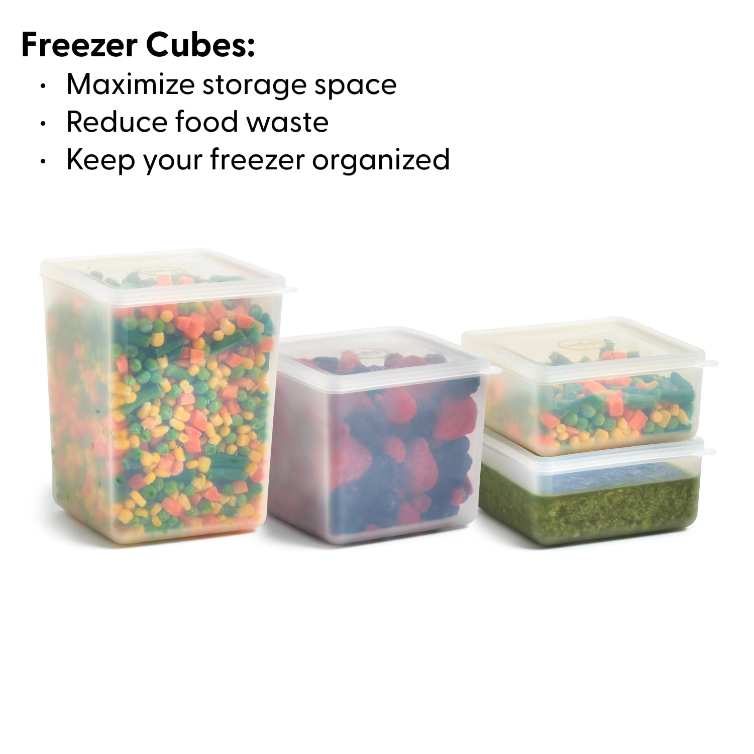 W&P Freezer Cubes- Set of 3 | Reclaim Your Freezer With Tidy Stackable Frozen Food Containers | 16oz, 40oz, 64 oz | Freezer safe, BPA Free, Dishwasher Safe, Microwave Safe