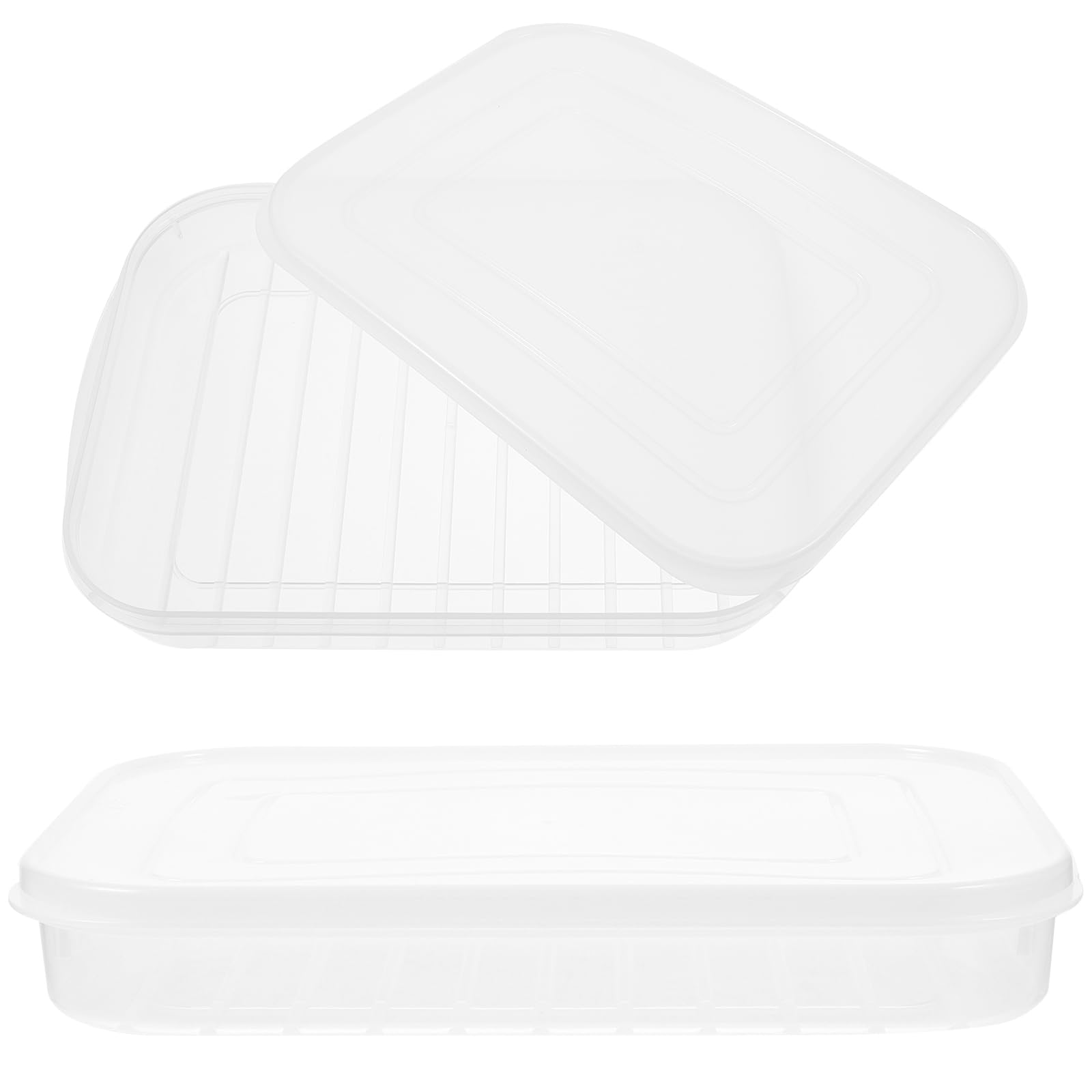 2 Pcs Transparent Food Storage Boxes with Lid for Refrigerator, Meat Container, Bacon Keeper, Stackable Cold Cuts and fruits Storage Containers for Fridge,Fridge Organizers
