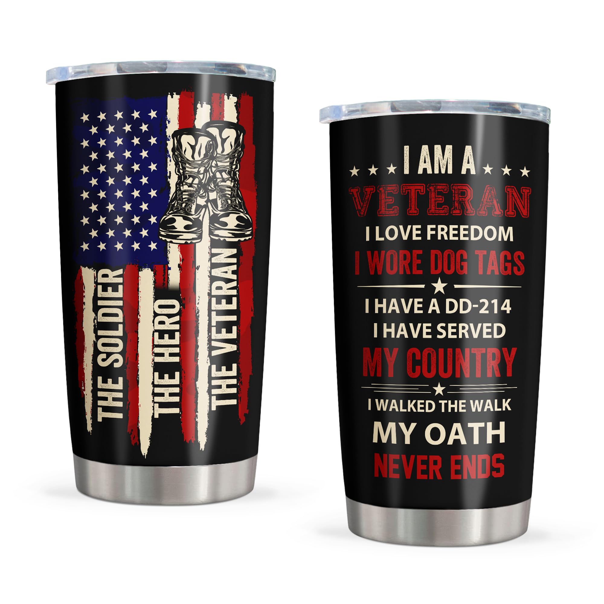 Pudmaple Veteran Gifts: Navy, Army, Air Force & Marine Corps Tumbler 20oz - Perfect for Military Retirement, Vietnam Veterans & Patriotic Hard Heads