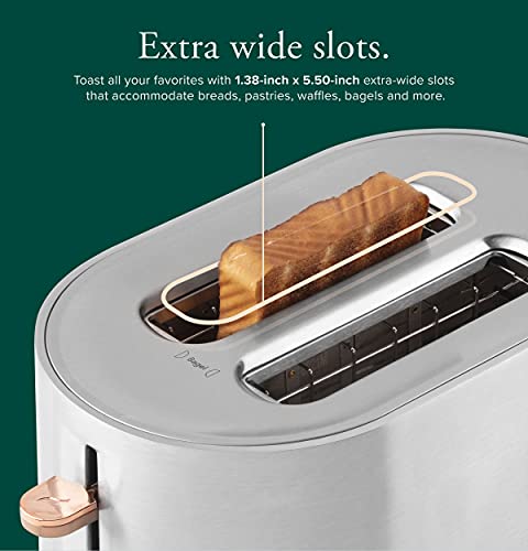 Café Express Finish 2-Slice Toaster | Extra-Wide Slots, Extra Lift for Waffles, Pastries, Texas Toast & More | 4 Pre-Set Functions, 8 Shade Options | Countertop Kitchen Essentials | Matte White