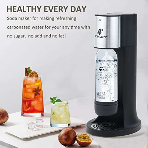 4° Sparkling Water Maker, Carbonated Water Machine and Soda Maker Machine for Home or Office, with 1.0L BPA-free Sparkling Water Bottle, Compatible with Any Screw-in 60L CO2 Carbonator(NOT Included)(Matte Black)