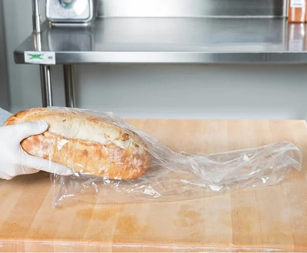 ROYALNA 100ct (8"x4"x18") Large Bread Loaf Packing Bags with Ties, Reusable, Thick Clear Gusseted Grocery Bakery Bags (Large 100ct 8x4x18)