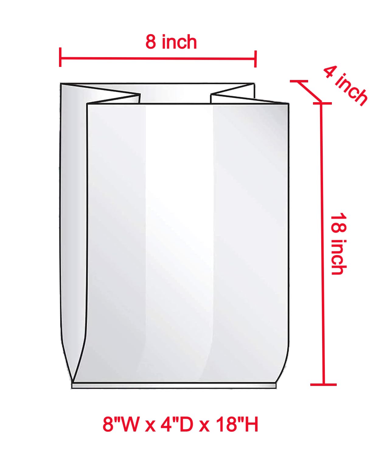 ROYALNA 100ct (8"x4"x18") Large Bread Loaf Packing Bags with Ties, Reusable, Thick Clear Gusseted Grocery Bakery Bags (Large 100ct 8x4x18)
