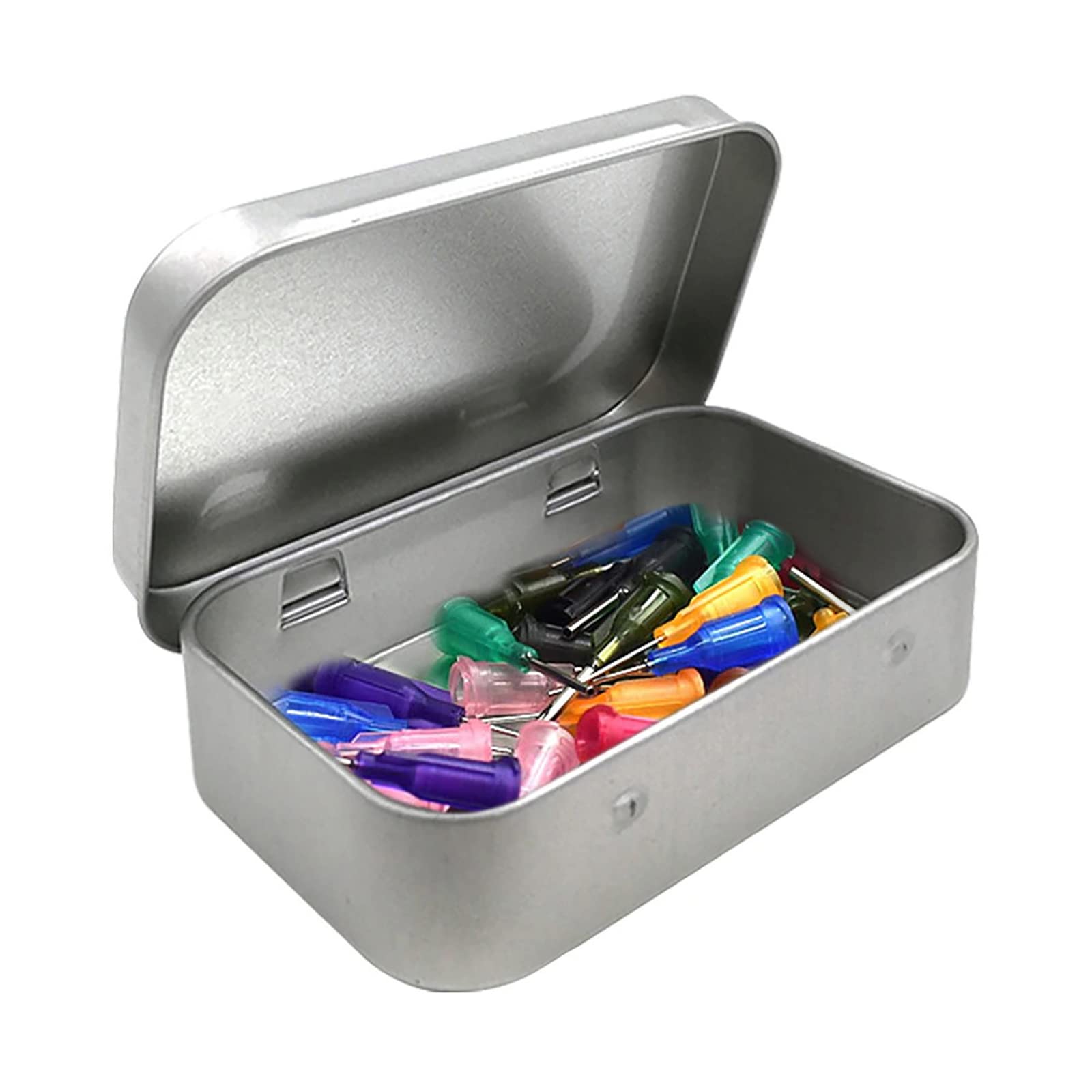 CYISONAL 4 Pcs Metal Hinged Tin Box Container Mini Portable Small Storage Container Kit with Lid for Home Storage,3.9x2.3x1.1 Inch