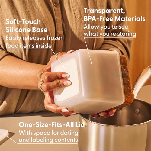 W&P Freezer Cubes- Set of 3 | Reclaim Your Freezer With Tidy Stackable Frozen Food Containers | 16oz, 40oz, 64 oz | Freezer safe, BPA Free, Dishwasher Safe, Microwave Safe