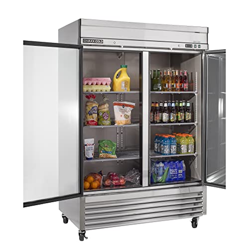 Maxx Cold MXSR-49GDHC 54" Double Glass Door Reach-In Refrigerator in Stainless Steel with 42.9 Cu. Ft. Storage, Bottom Mount