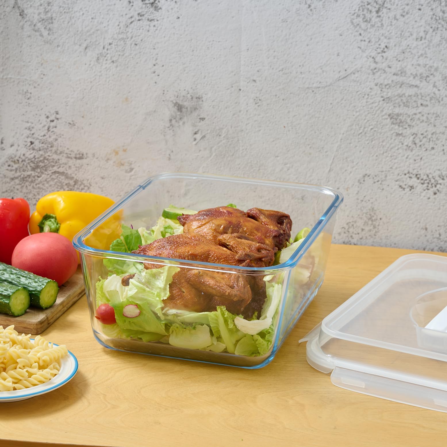 PandPot XXXXX-Large Glass Handy Container with Locking Lid 220OZ BPA Free Borosilicate Glass Family Size Party Size Extra Large Glass Locking Lid Bakeware Baking Dish with Airtight Lid with Handle