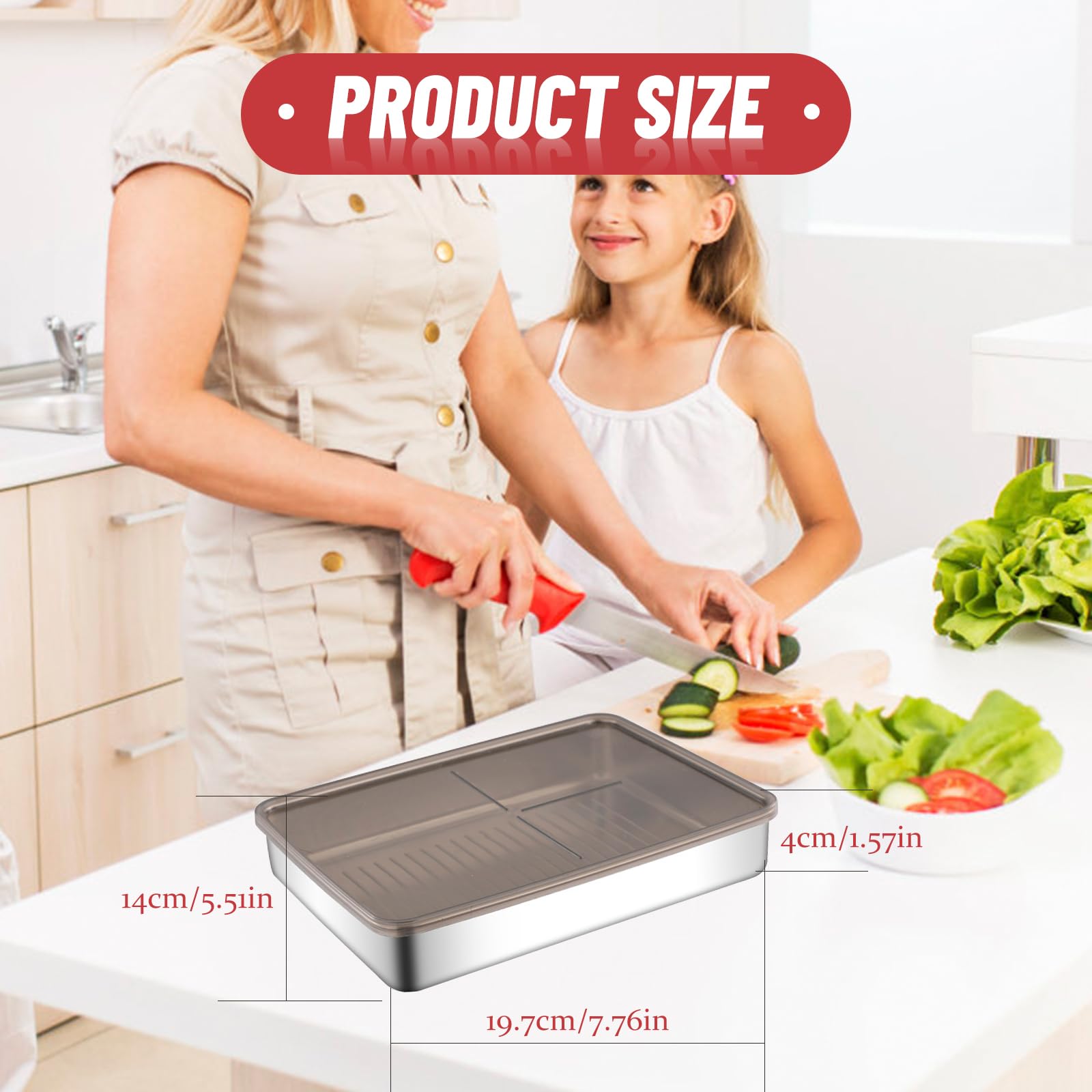 2 Pcs Cheese Container for Fridge, Stainless Steel Cheese Storage Containers with Lids Airtight Cheese Keeper for Refrigerator Dishwasher Safe Cheese Holder for Pantry, Counter, Refrigerator
