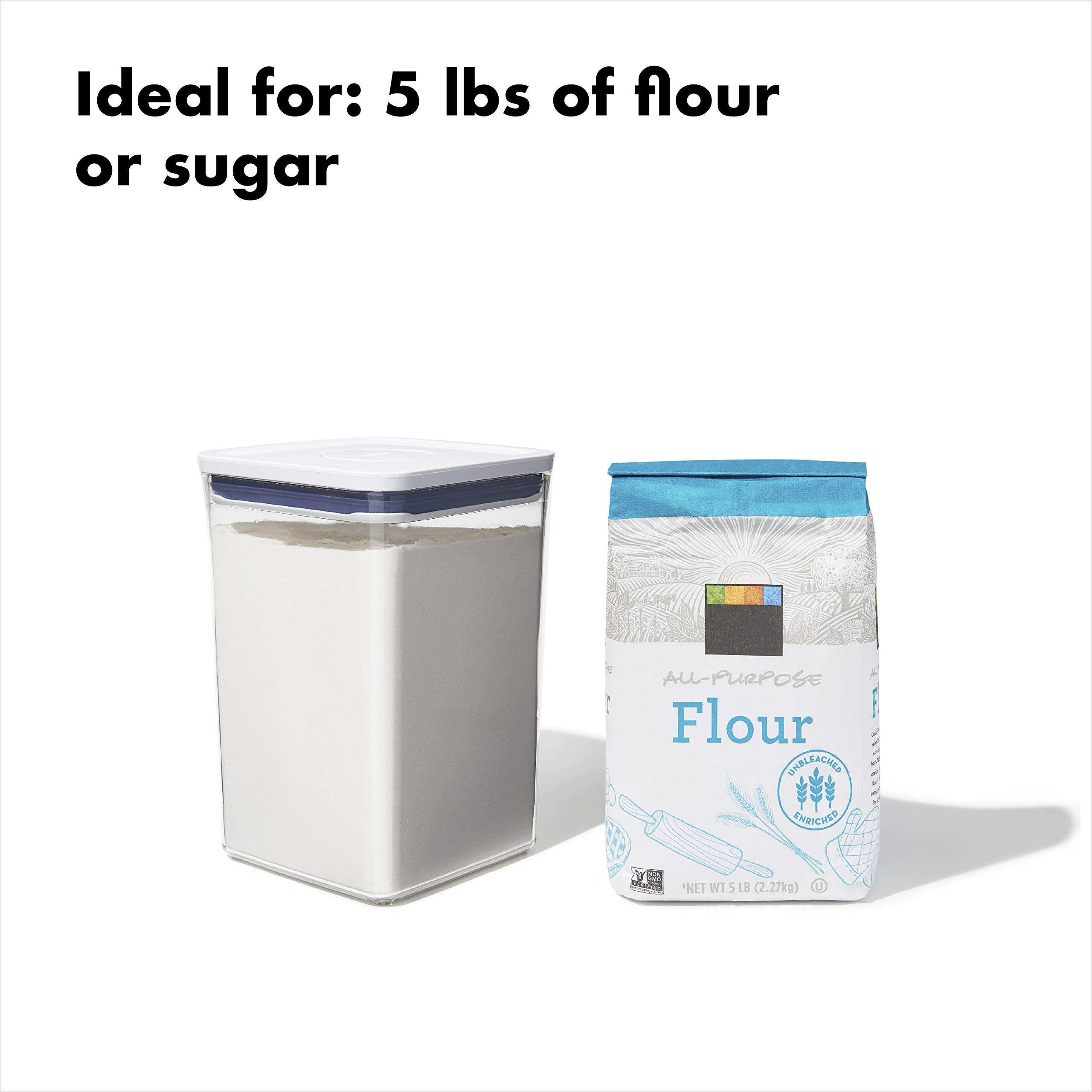 OXO Good Grips POP Container Bundle - Airtight Food Storage Containers - Big Square Medium 4.4 Qt and 1.7 Qt Rectangle