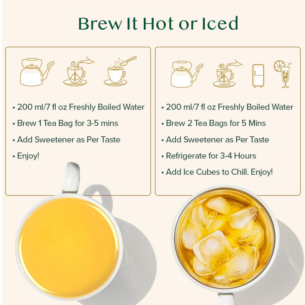 VAHDAM, Organic Turmeric Ginger Herbal Tea (100 Pyramid Tea Bags) Caffeine Free, Superfood w/USDA Organic Turmeric & Ginger | Herbal Tea Bags, Packed in Resealable Ziplock Pouch
