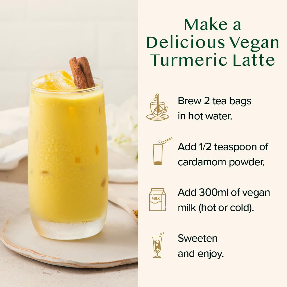 VAHDAM, Organic Turmeric Ginger Herbal Tea (100 Pyramid Tea Bags) Caffeine Free, Superfood w/USDA Organic Turmeric & Ginger | Herbal Tea Bags, Packed in Resealable Ziplock Pouch