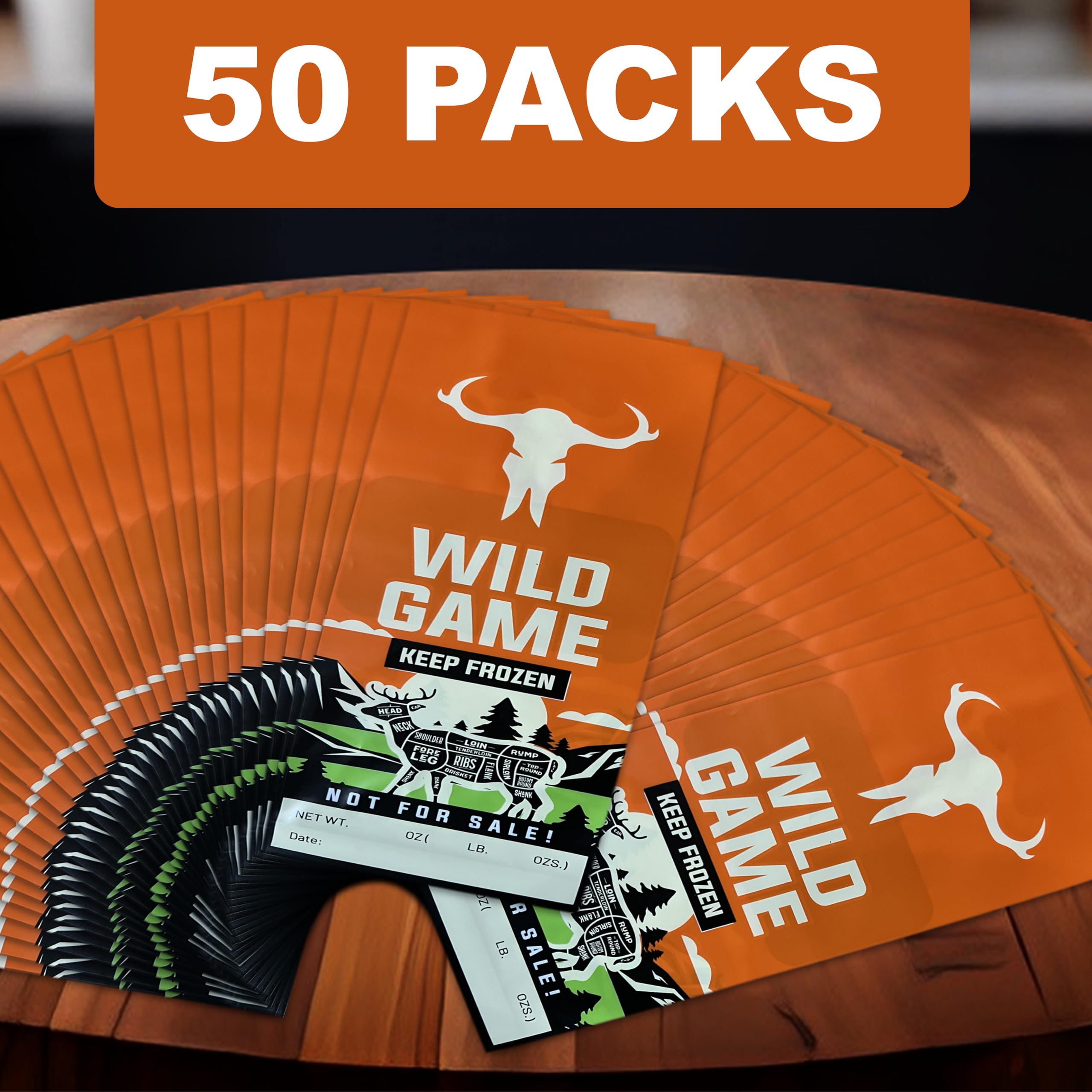 Skywin 50 Pack Wild Game Bags (3-5 lb), Durable Ground Game Meat Bags 6” x 14”,Protect Your Meat from Freezer Burn