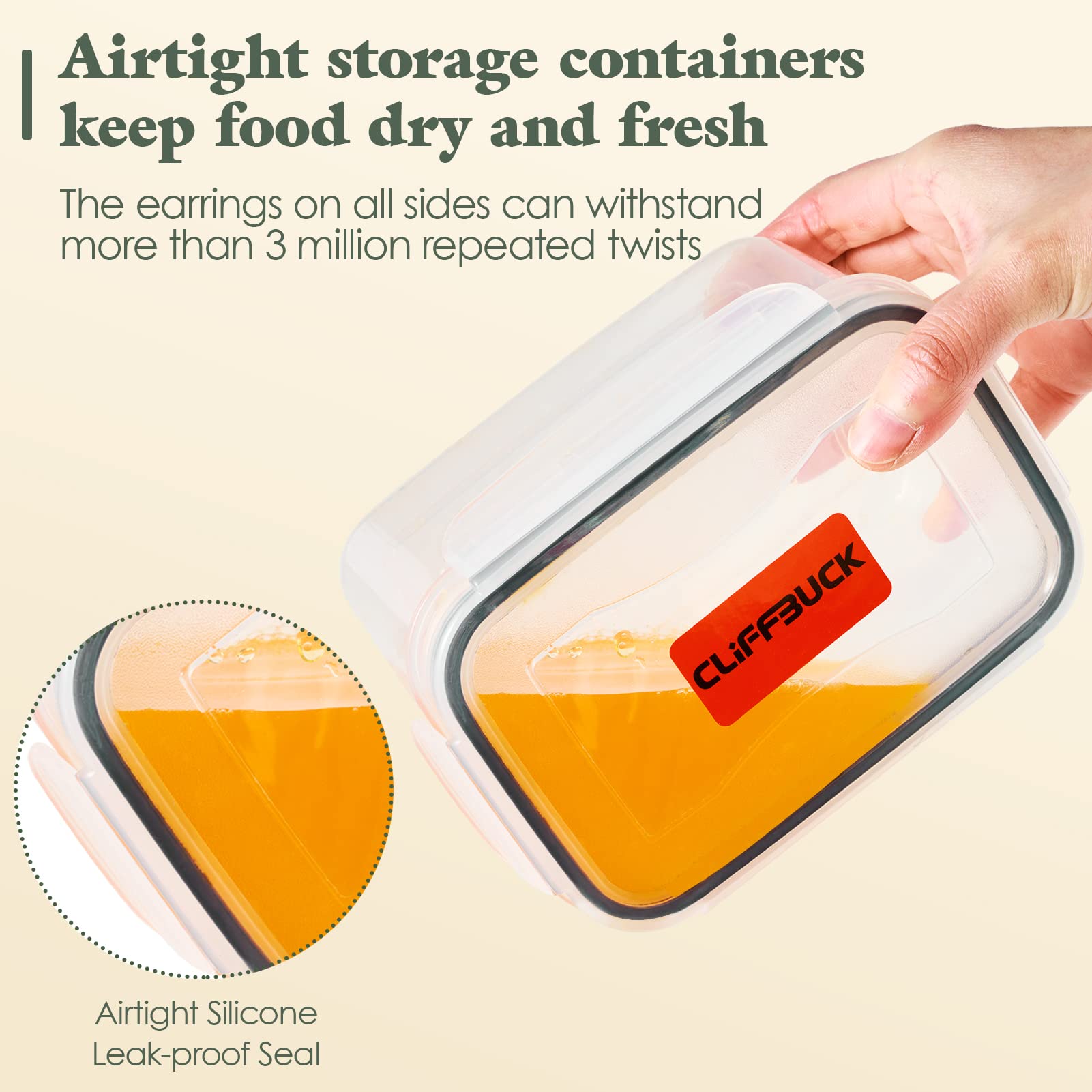 CLIFFBUCK 14 Pack Food Storage Containers With Lids Airtight Dry Plastic Kitchen Containers For Pantry Organizing Canisters BPA-Free