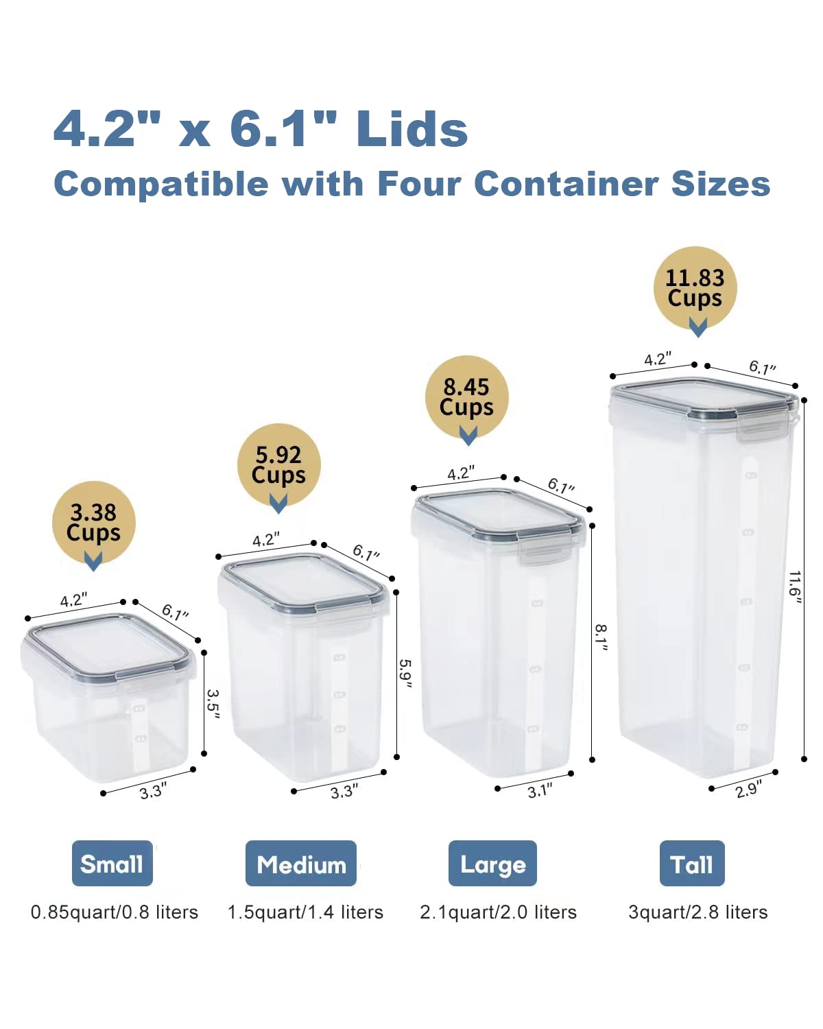 FreshKeeper Airtight Food Storage Containers Replacement Lids, 2PCS