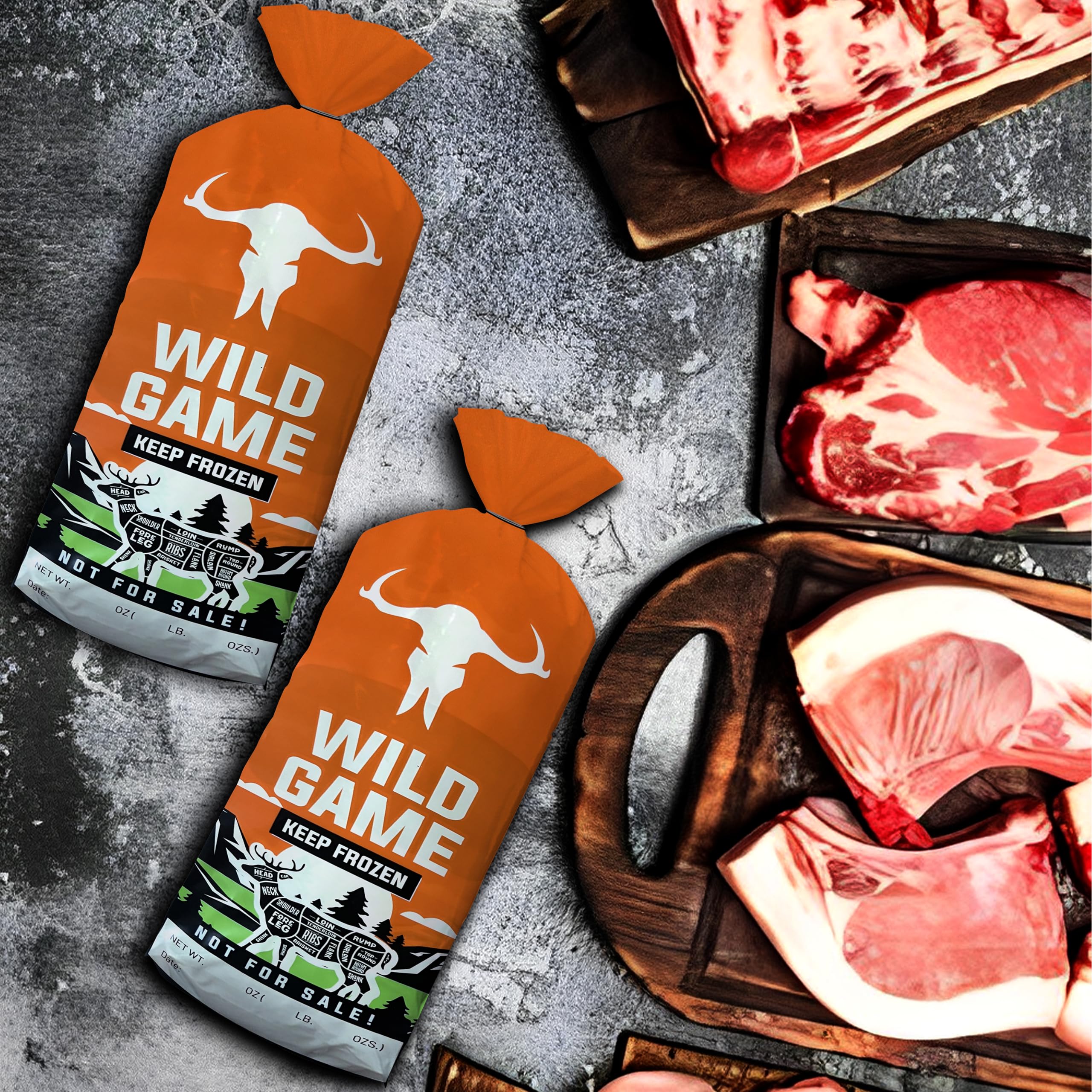 Skywin 50 Pack Wild Game Bags (3-5 lb), Durable Ground Game Meat Bags 6” x 14”,Protect Your Meat from Freezer Burn