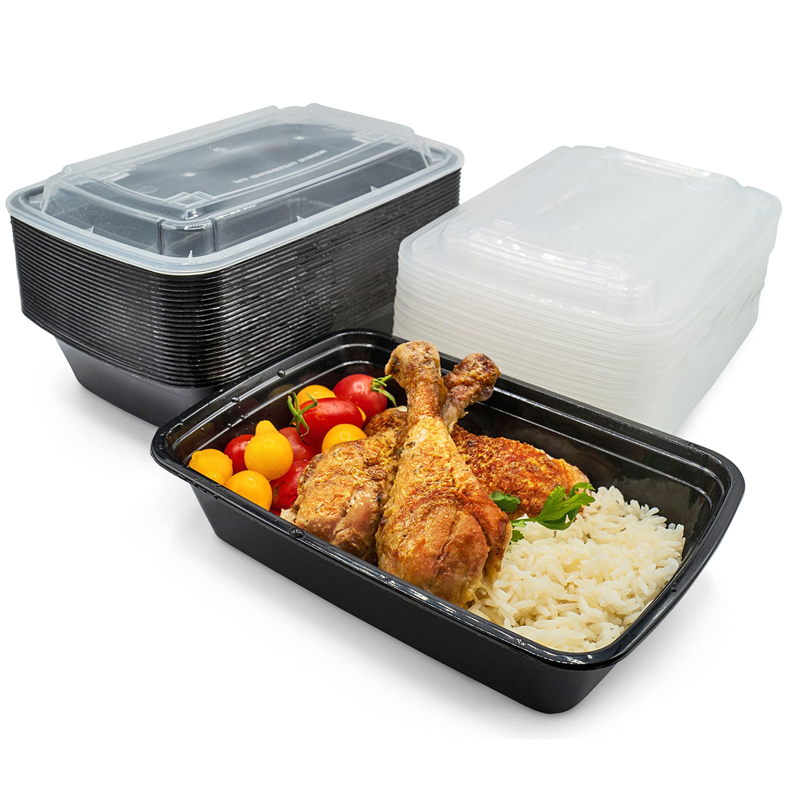JUST PACK IT [50 Sets - 38 oz] Meal Prep Containers with Snap Tight Lids - Non-Spill Heavy Duty Food Storage Reusable Freezer Microwavable Dishwasher Safe Plastic Lunch Boxes
