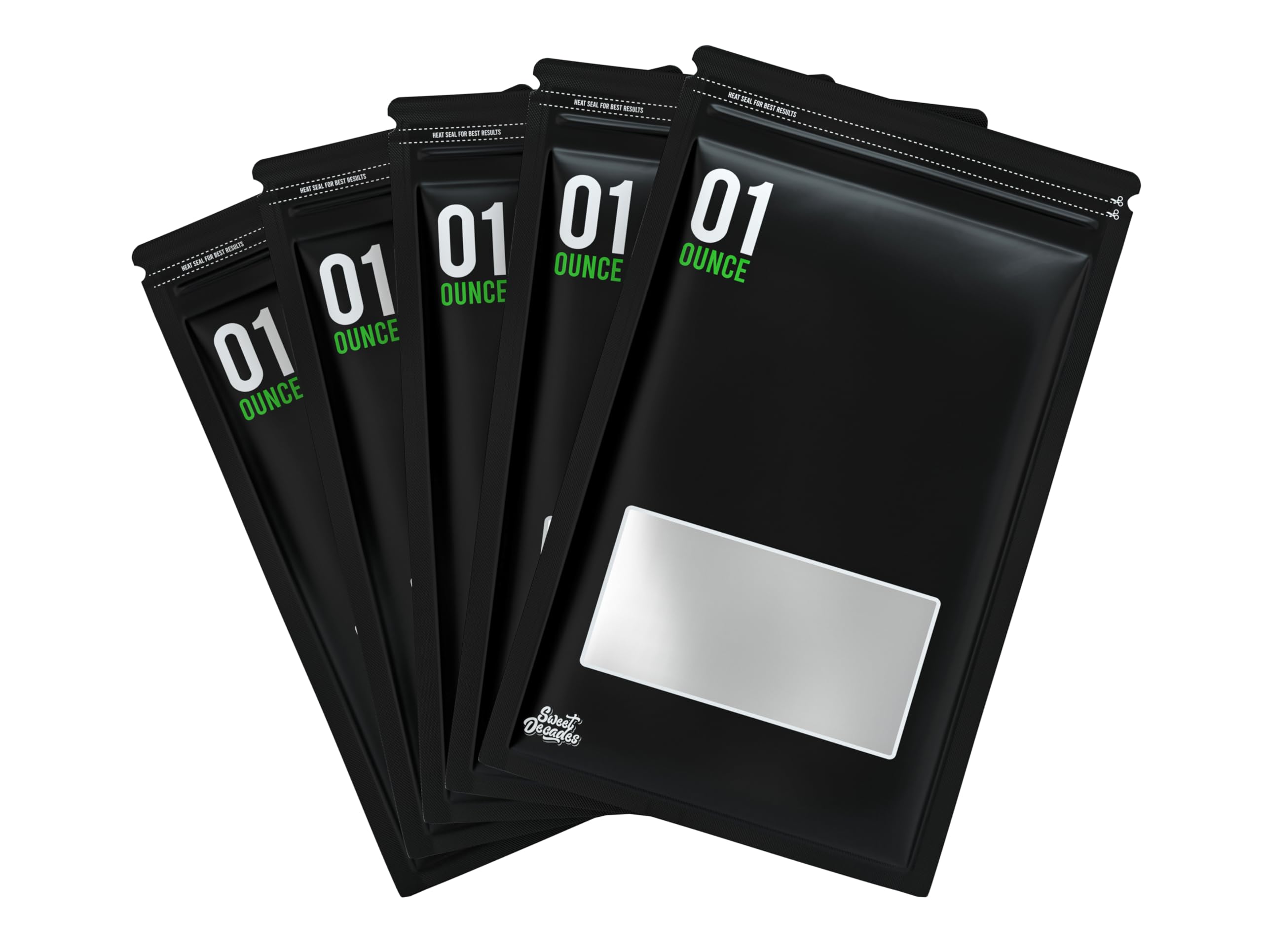Sweet Decades 1 Ounce Bags - 50 Pack Lock & Seal Storage & Curing Bags Heat Sealable 6" x 9.8" x 3.15" Inch (1oz, 28g)