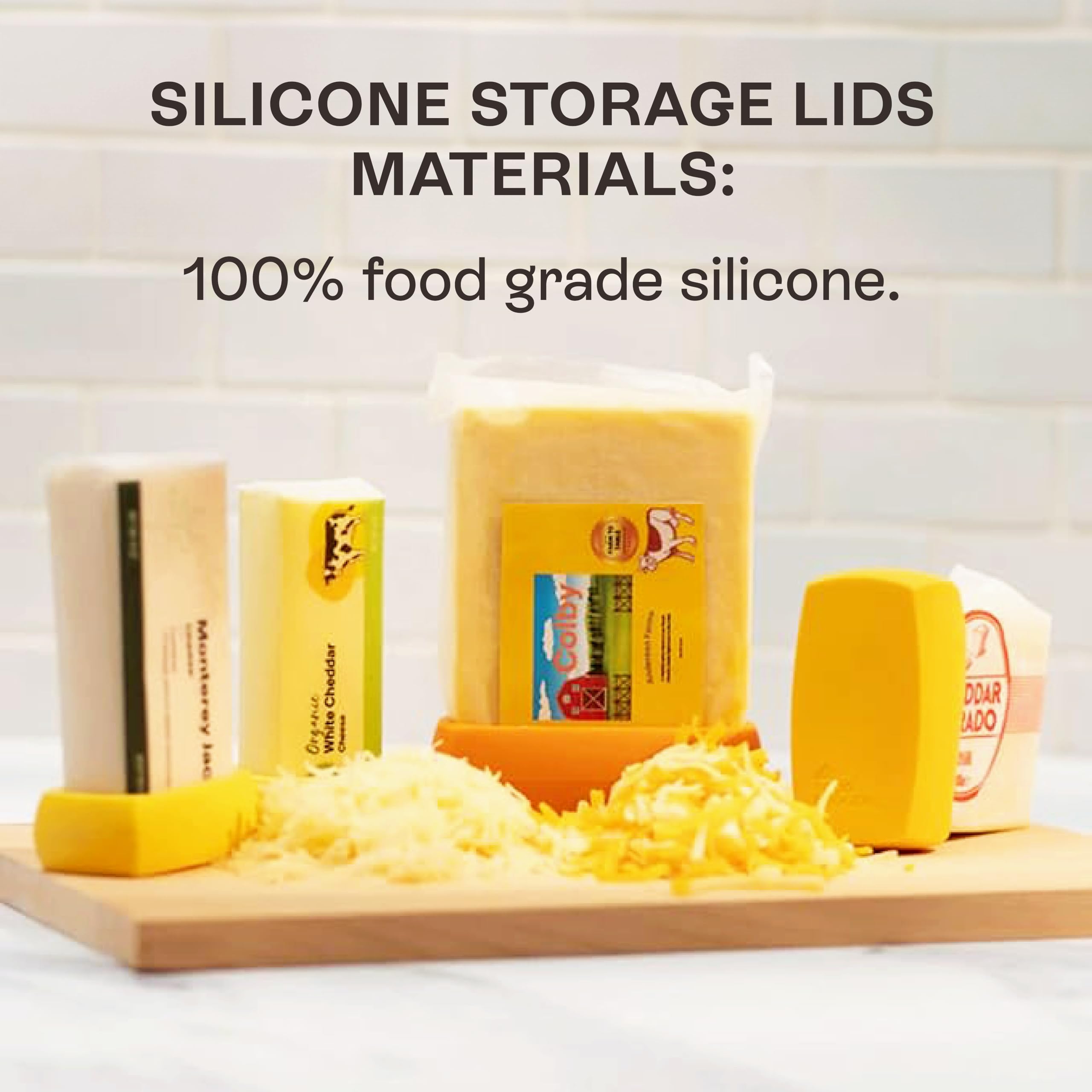 MightyNest Cheese 4 Piece Silicone Food Storage Set and Fresh Paper Cheese Wrap Sheets | Airtight Seal Replaces Plastic Wrap | Prevents Food Waste