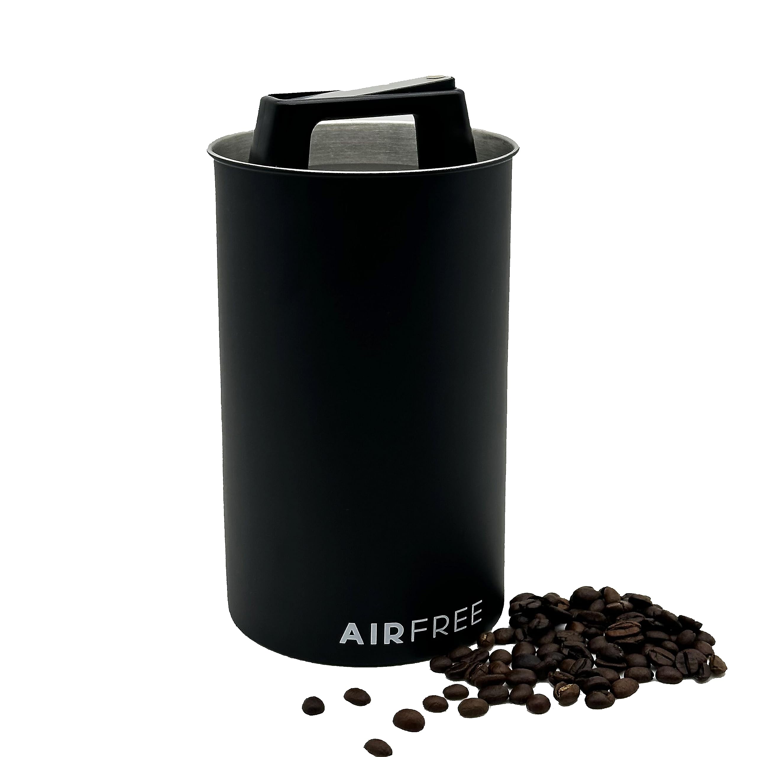 Skywin Metal Canister with Seal Lid, Black Coffee Canister, Coffee Container, Coffee Bean Storage, Vacuum Coffee Canister, Push Out Excess Air Preserve Food Freshness