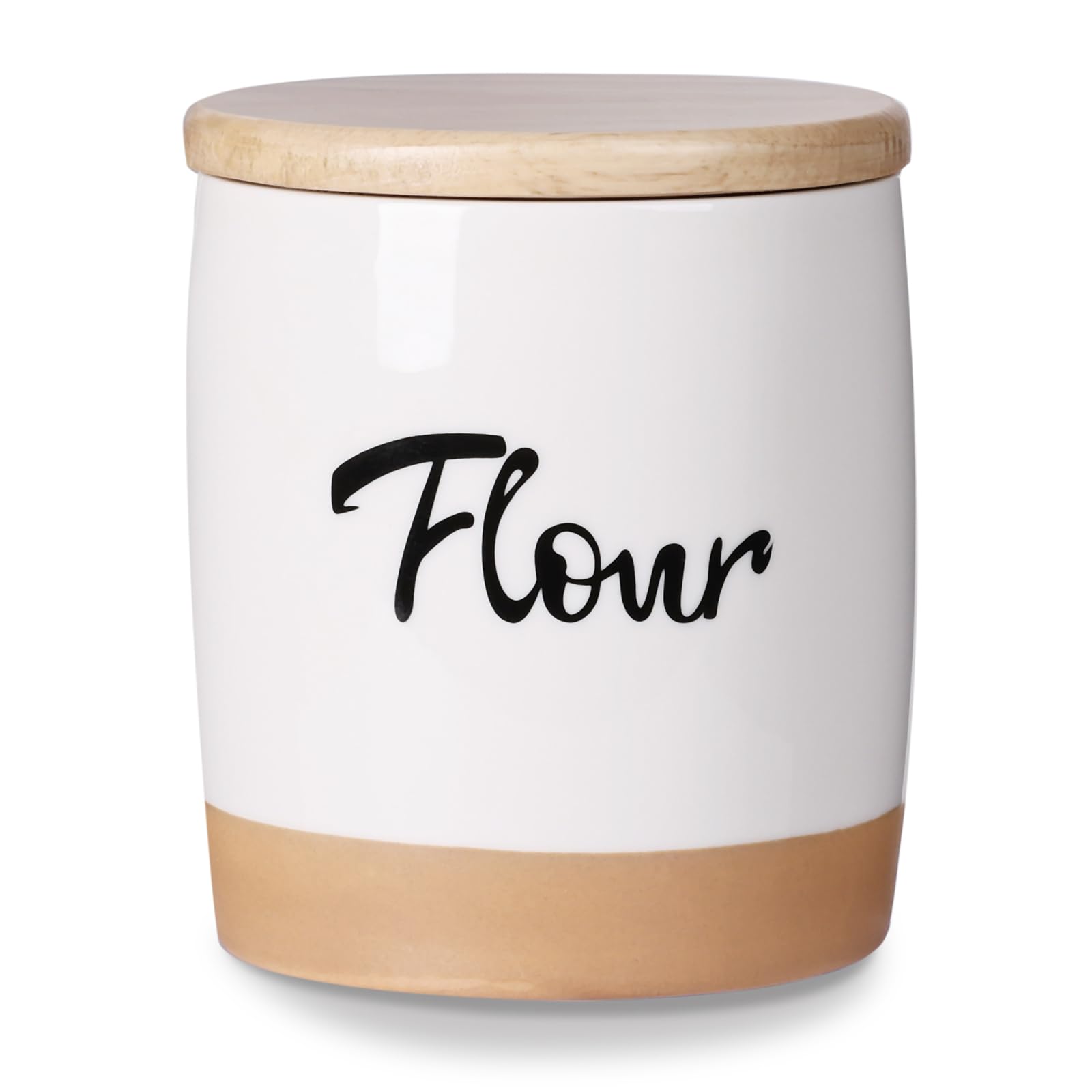 LEETOYI Ceramic Food Storage Containers with Lid,Modern Farmhouse Kitchen Decor, Countertop Food Storage Caddy Organizer, 33oz (Labeled Flour)