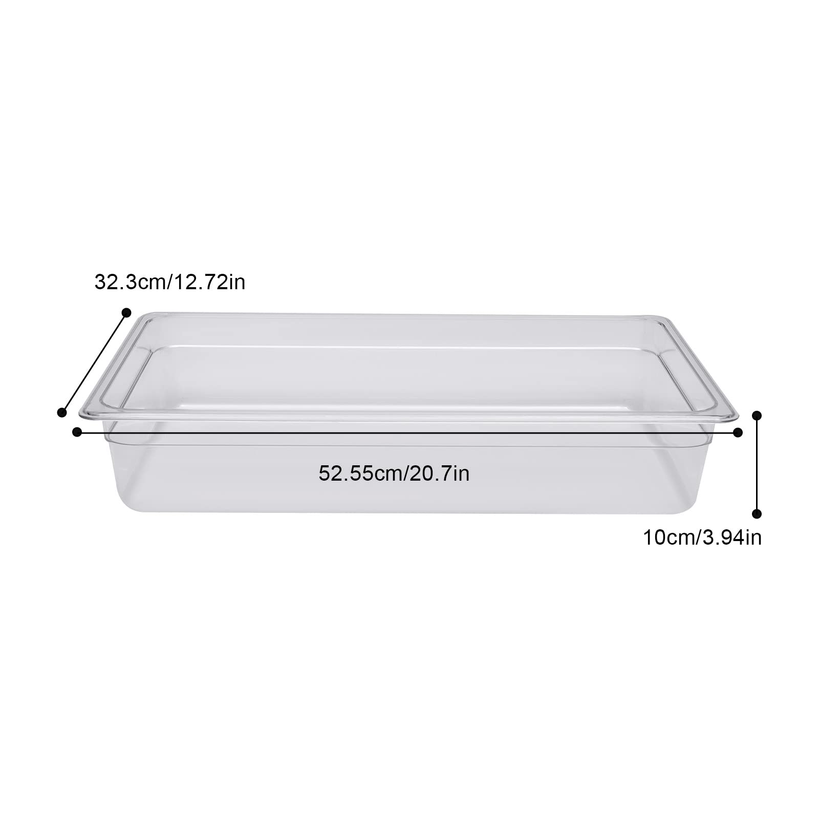 Fichiouy 4'' Deep 6 Pack Food Pans with Lids, Polycarbonate Clear Fruit Storage Pan Large Capacity 6pcs/set Food Pans Take Out Container