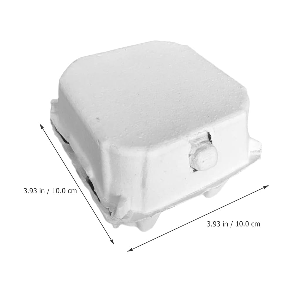 Yardwe 10Pcs Paper Egg Cartons, 4 Pulp Egg Cartons Egg Holders Eggs Storage Containers Egg Trays for Kitchen Farm Market Fridge Transport, White