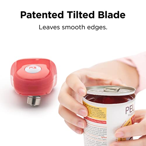 Kitchen Mama One Touch Can Opener: Open Cans with Simple Press of A Button - Auto Stop As Task Completes, Ergonomic, Smooth Edge, Food-Safe, Battery Operated Can Opener, Electric Can Opener (Red)