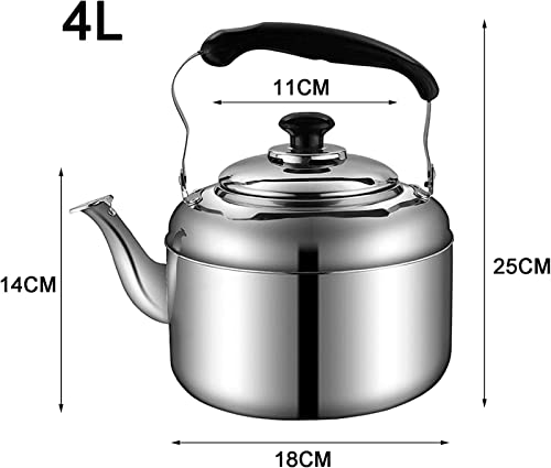 Food Grade Stainless Steel Tea Pots for Stove Top Automatic Whistling Tea Kettle, Anti-scalding Handle Dustproof Lid, Suitable for All Kinds of Stoves (Size : 5L)