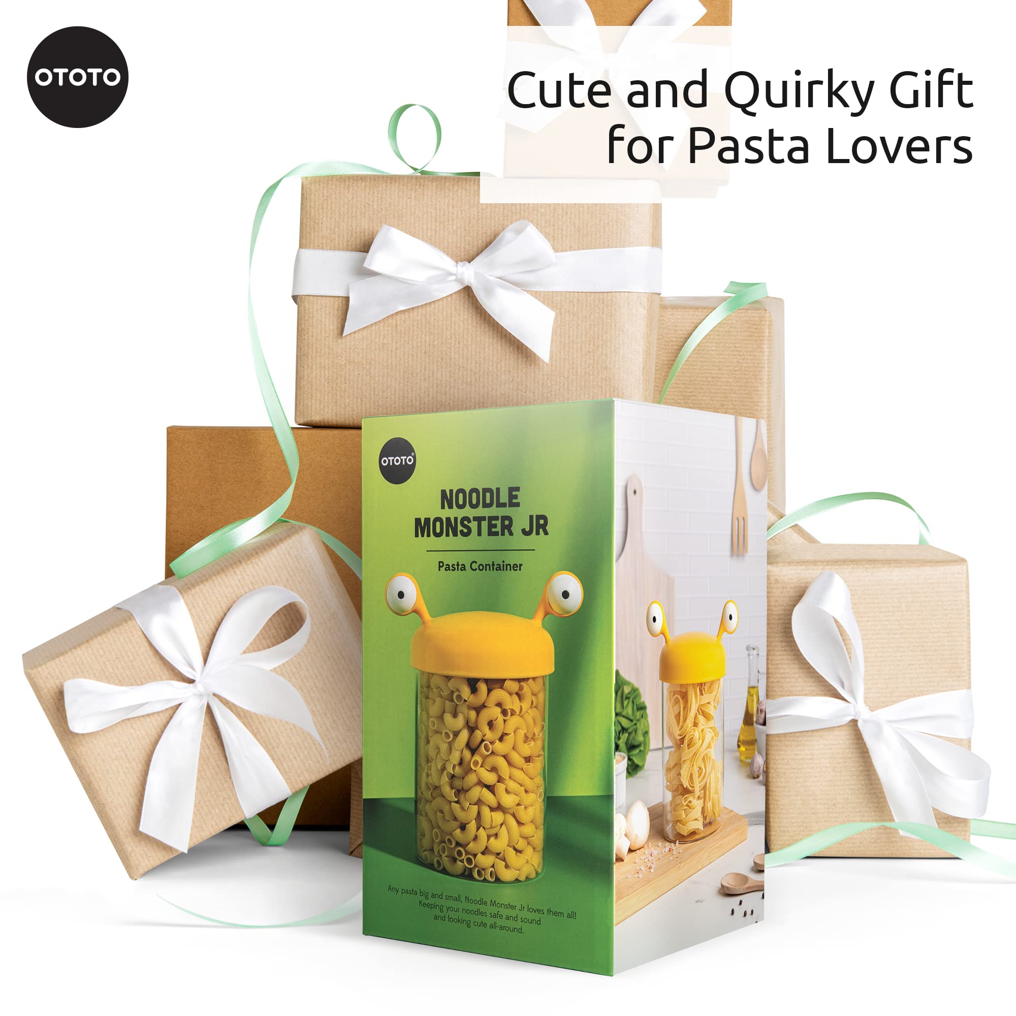 OTOTO Noodle Monster Kitchen Canisters Glass Pantry Storage Containers With Lids, Spaghetti Container Storage, Pasta Containers For Pantry, Airtight Food Storage Containers, Kitchen Gadgets