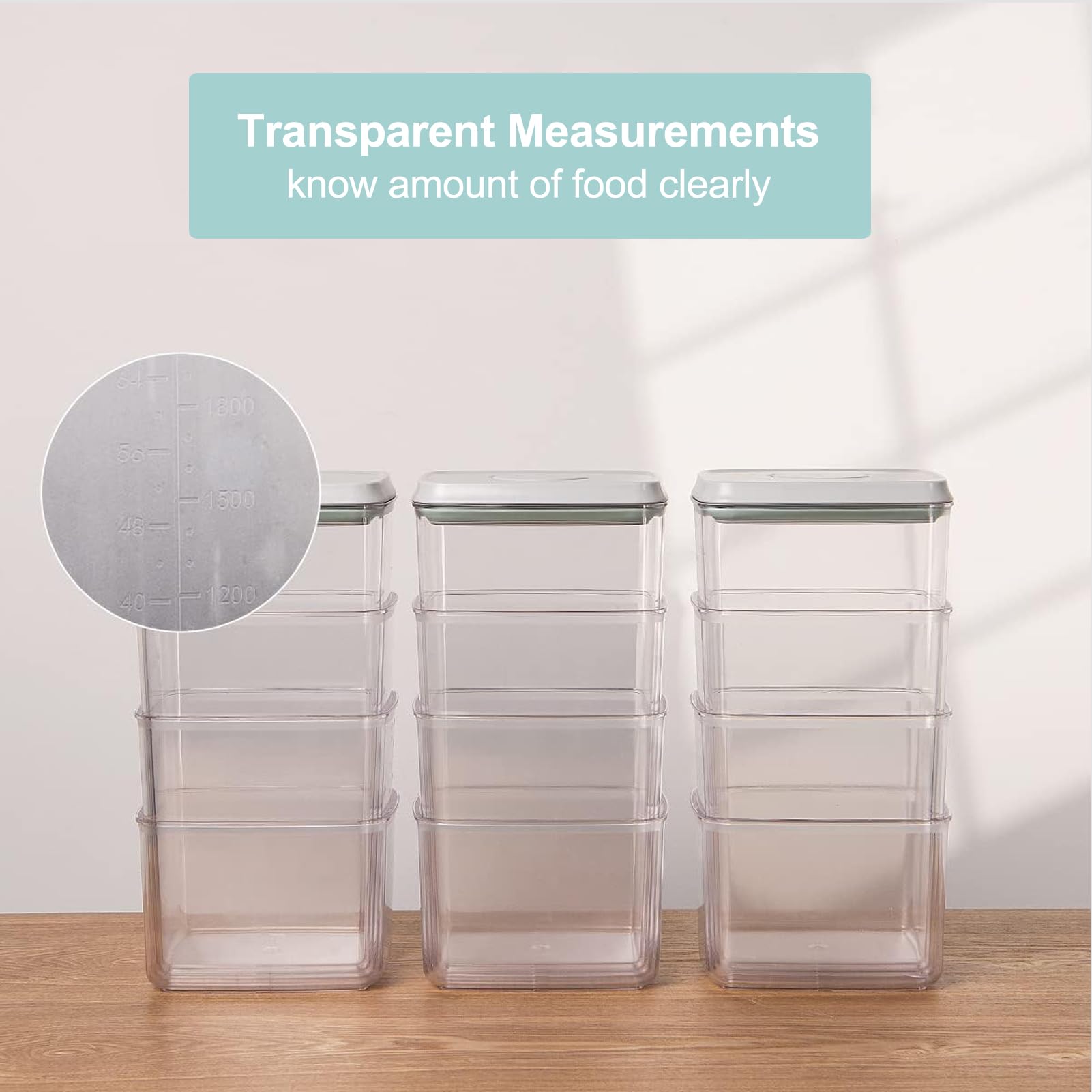 Cozey Daily Pop Airtight Food Storage Containers with Lids for Kitchen Pantry Organizing Stackable Container for Cereal Snack Flour Sugar Coffee Spaghetti -12 Pcs(1.2, 2.0, 2.7, 3.3qt)*3