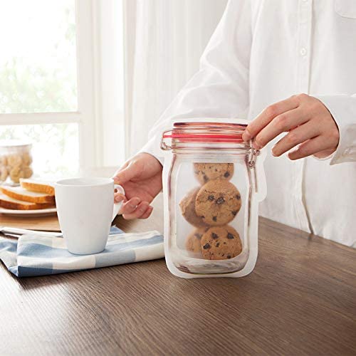 Reusable Mason Bottle Ziplock Bags, 20/40 pcs Mason Jar Ziplock Bags, Multi-Size Airtight Seal Leak-Proof Food Snack Storage Ziplock Bags for Kitchen Camping (40pcs)