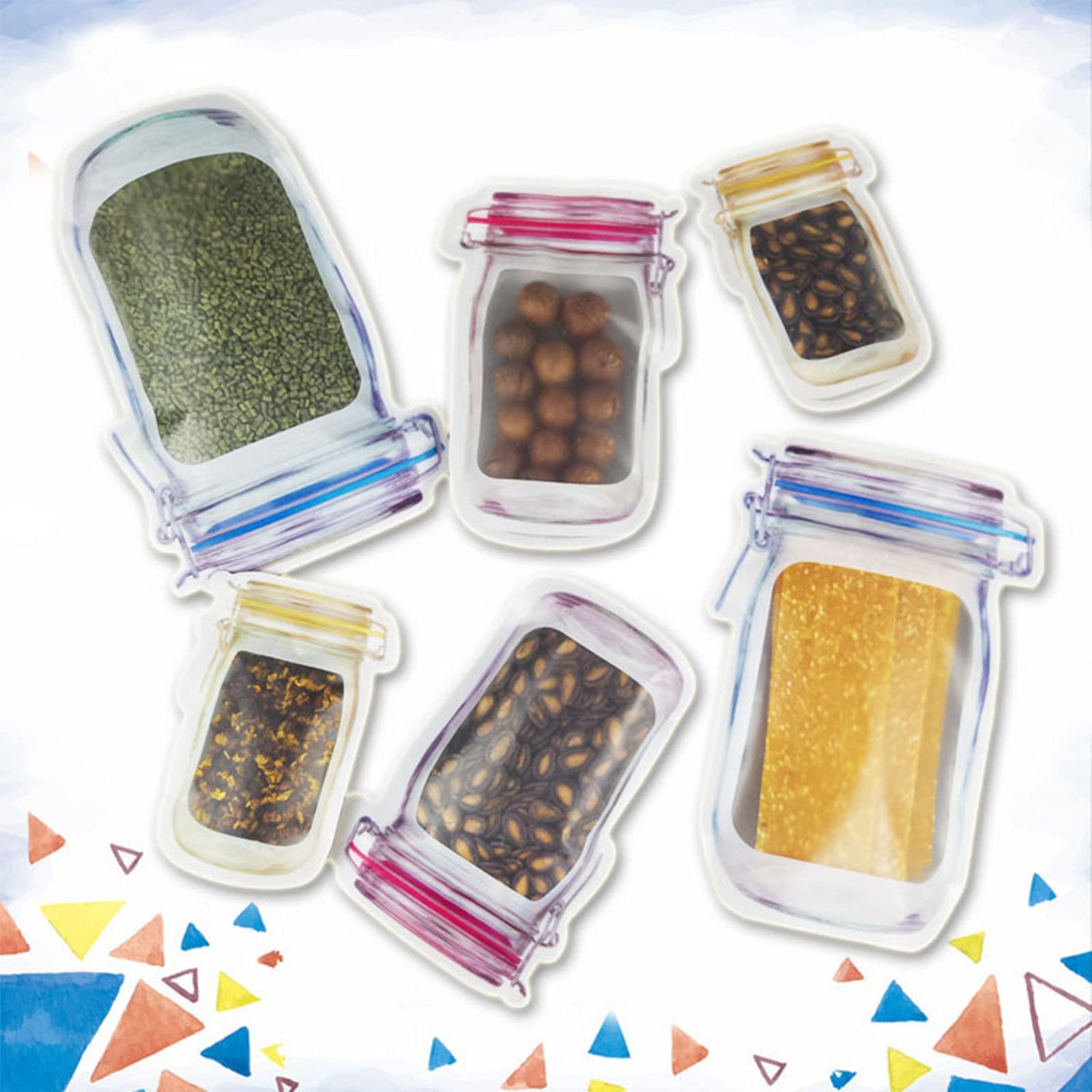 Reusable Mason Bottle Ziplock Bags, 20/40 pcs Mason Jar Ziplock Bags, Multi-Size Airtight Seal Leak-Proof Food Snack Storage Ziplock Bags for Kitchen Camping (40pcs)