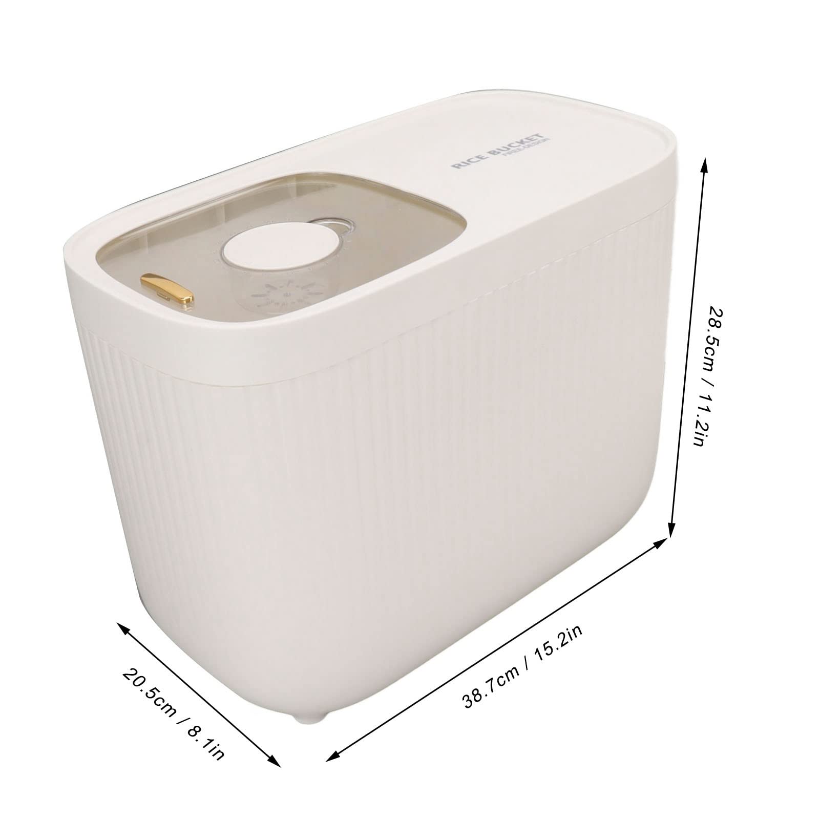 Rice Storage Container, Large Plastic Rice Dispenser Cereal Dispenser, Food Storage Containers with Transpartent Airtight Lids and Rice Bowl for Rice Flour Cereal Bread Pantry (White)